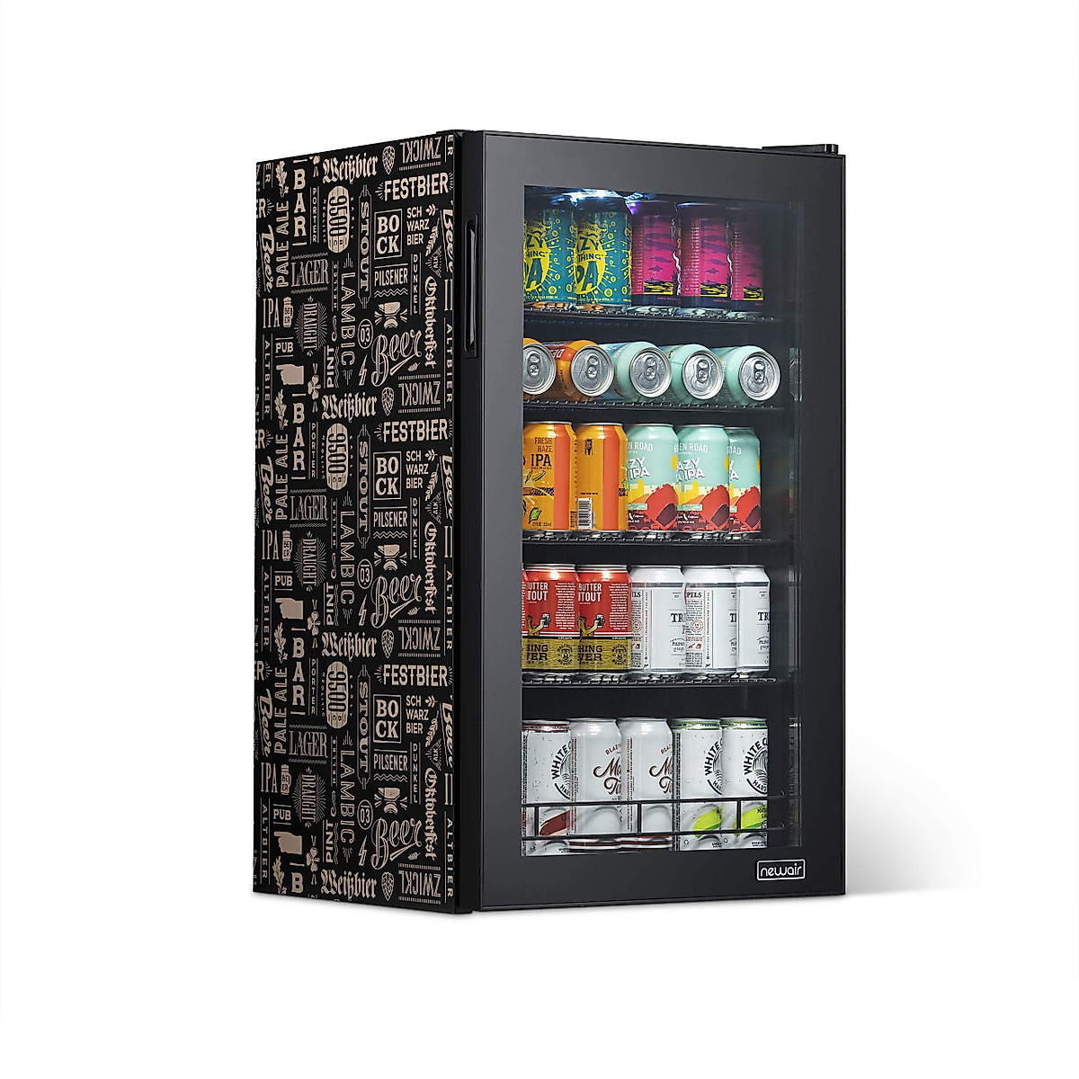 NewAir Beverage Refrigerator Cooler with 126 Can Capacity - Freestanding Mini Bar Beer Fridge for Bedroom, Dorm, Office - Small Refrigerator Cools to 37F Perfect For Beer, Soda, And Drinks