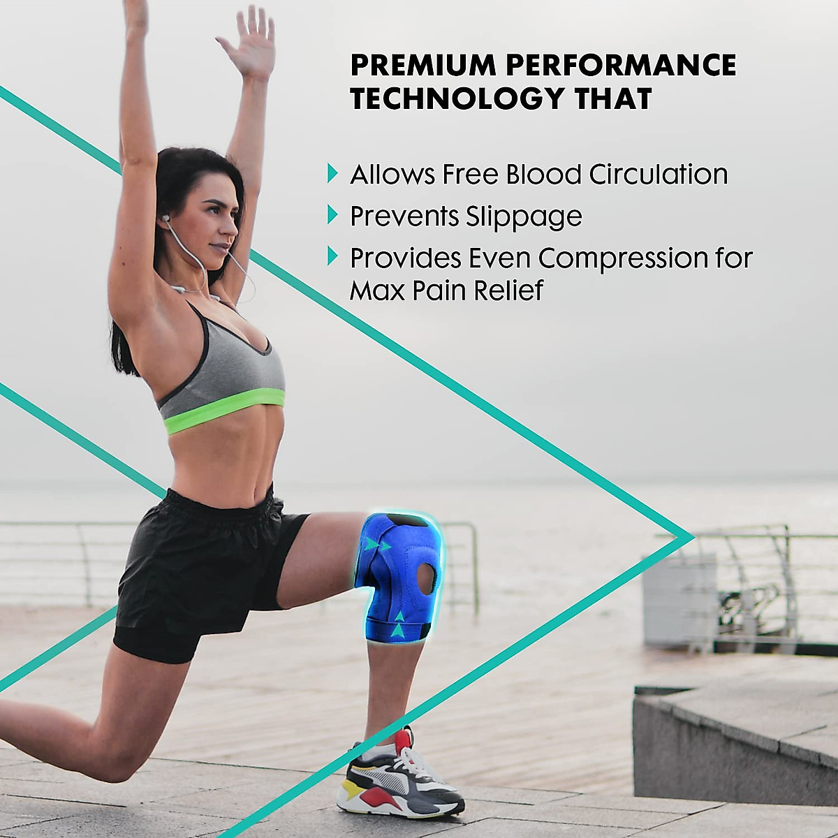 Movefix Knee Braces For Knee Pain, Patella Knee Braces For Knee Pain for Men and Women - Helps in Knee Support - Injury Recovery Knee Brace for Meniscus Tear, Arthritis, Workout (L/XL, Blue)