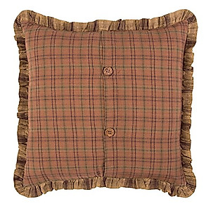VHC Brands Prescott Plaid Cotton Rustic Square Pillow 16x16 Filled Bedding Accessory, 16" x 16"