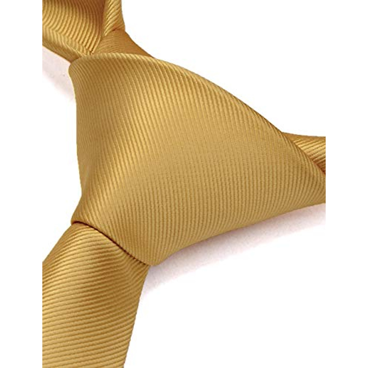 GUSLESON Brand Men's silk Solid Gold Yellow Tie Neckties and Pocket Square Cufflinks Sets (0789-11)