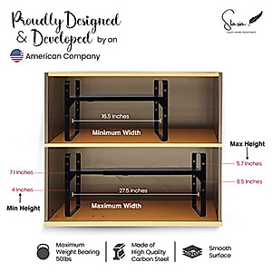 Expandable Kitchen Cabinet Shelf Organizers - Adjustable Height & Width Shelf Riser - Stackable Shelves - Pantry Shelf Organizer Rack - Cupboard Cabinet Storage Shelf Rack - Countertop Organizer