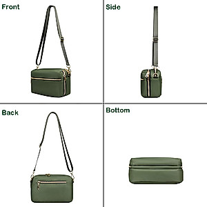 YANAIER Functional Multi Pocket Crossbody Bag for Women Stylish Ladies Shoulder Messenger Bags Purse Army Green B-Large