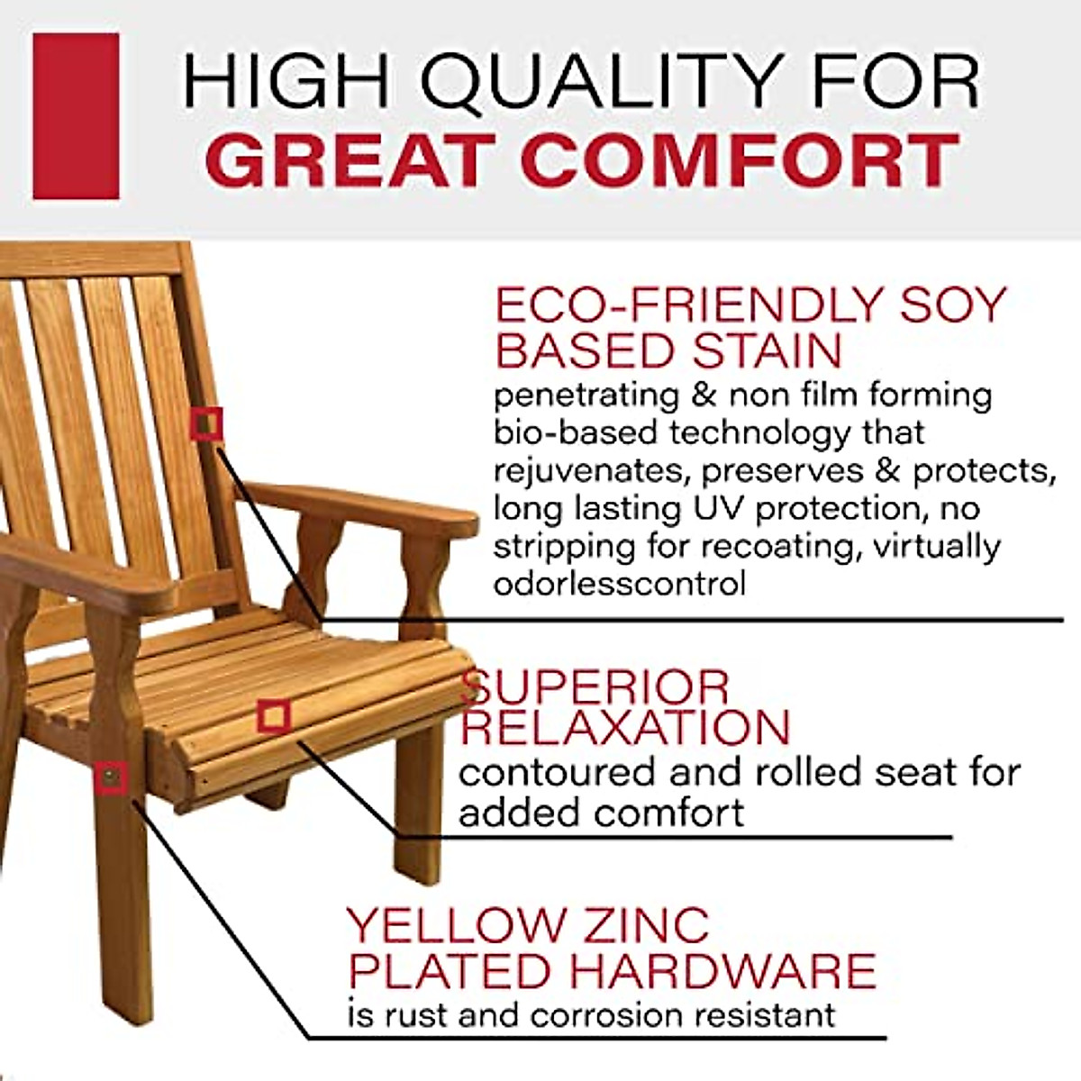 Amish Casual Heavy Duty 600 Lb High Back Mission Treated Patio Chair (Cedar Stain)
