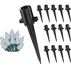 Dazzle Bright 5.5 Inch 50 Pack Christmas Light C9 Stakes + 50 LED 24.5 FT C9 Christmas String Lights