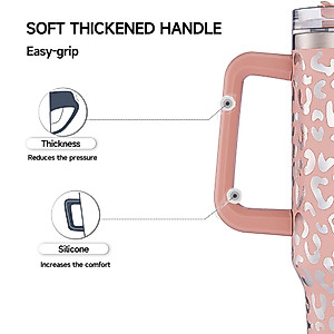 wonshia 40oz Cow print Tumbler With handle, Stainless Steel Tumbler With Lid and Straws, Double Vacuum Leak Proof Travel Coffee Mug Cup Water Bottle For Home, Office, Party (Water pink)