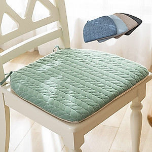 1/2/4 Pack Chair Pad with Ties,Kitchen Dining Chair Cushion Non Slip Seat Cushion with Removable Cover Office Chair Cushion Durable Soft Mat Pads (Green,4)