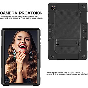 SOATUTO for Samsung Tab A8 Case Drop-Proof Shock-Resistant Rugged Hybrid Kids Friendly Cover Built-in Kickstand for Samsung Galaxy Tab A8 Case 10.5 Inch 2022 SM-X200 SM-X205 SM-X207 (Black+Black)