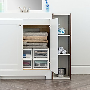 IRIS USA 6 Quart Compact Stacking Storage Drawer, Plastic Drawer Organizer with Clear Doors for Undersink, Kitchen, Pantry, Desk, and Home De-Clutter, Store Shoes and Craft Supplies, 4-Pack, White