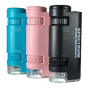 Spectrum Optical Instruments EasyMicro 60x-120x LED Lighted Zoom Microscope (Black) - 2X Sample Slices and Protective Bag SOIEM60120