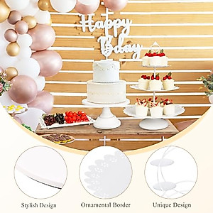 7Pc Cake Stand White Dessert Table Display Set Metal Round Tiered White Cupcake Stand Macaron Ferris Wheel Holder Cookies Serving Trays Fruit Plates for Tea Party Wedding Birthday Baby Shower (White)
