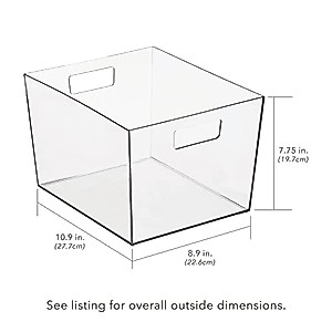 Nate Home mDesign by Nate Berkus Wide Plastic Bin with Handles | Perfect Organizer for Kitchen Storage or Fridge, and Pantry Organization from mDesign - Set of 4, Clear