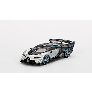 Bugatti Vision Gran Turismo Sliver and Carbon 1/64 Diecast Model Car by True Scale Miniatures MGT00369