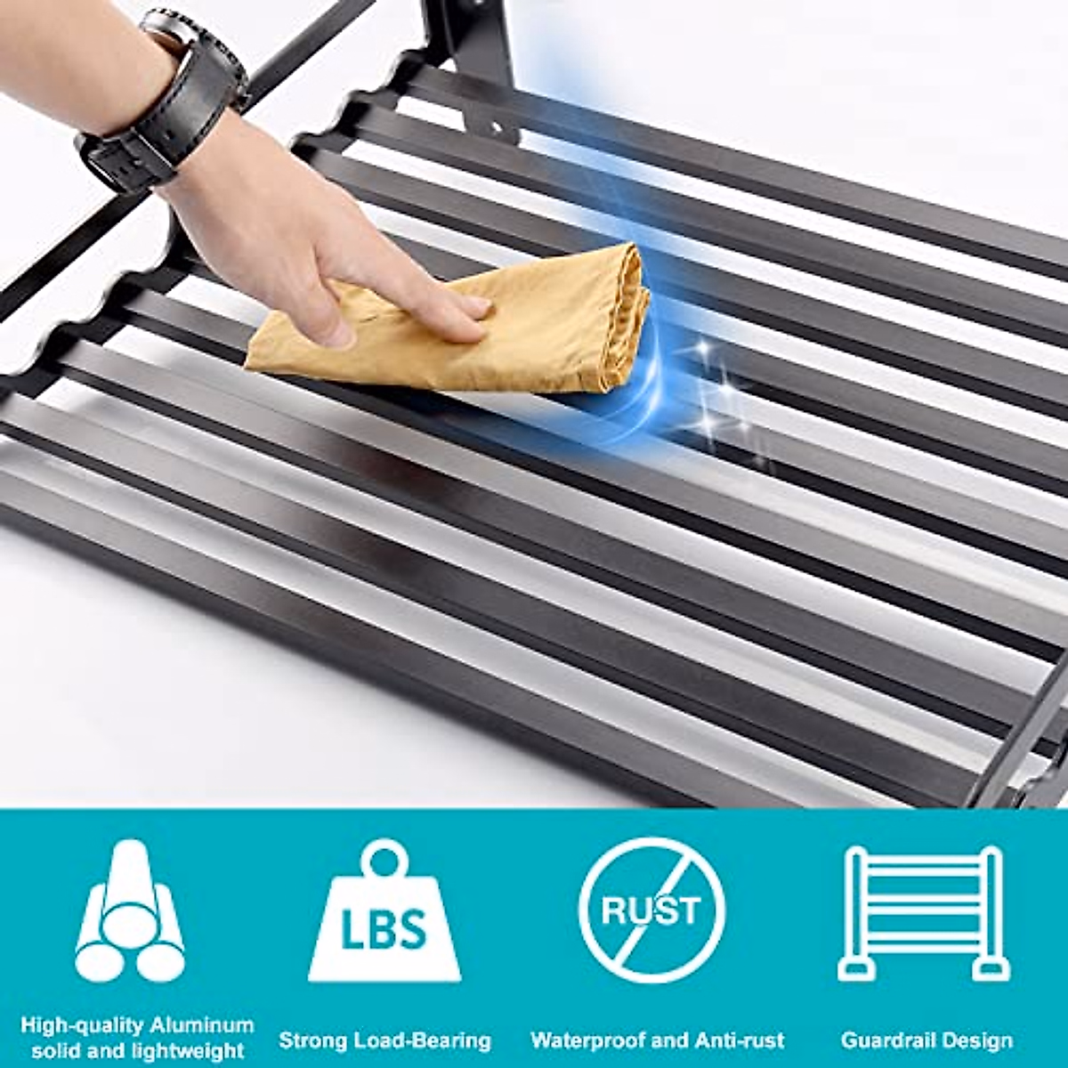 Goyappin Wall-Mounted Electric Oven Holder Shelf, 23.58"x15.52" Microwave Wall Shelf Microwave Oven Rack Kitchen Wall Pot Pan Rack Weight Bearing 80 lbs for Electric Oven Microwave