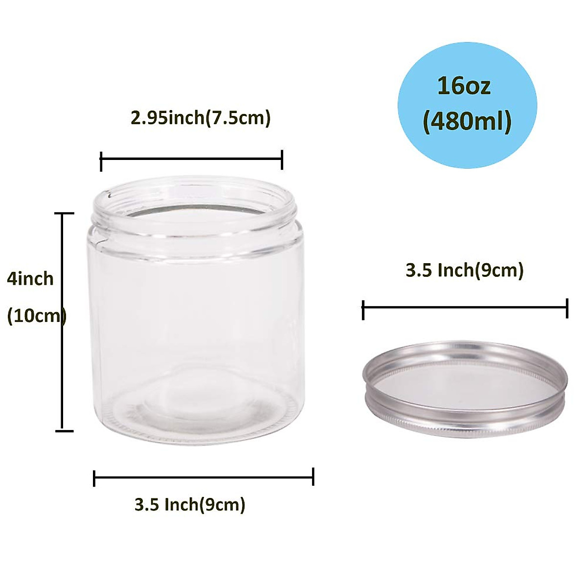 BPFY 6 Pack 16 oz Glass Jars with Lids, 8 Chalk Labels, 1 Pen, Food Storage Jars, Glass Kitchen Canisters Cabinet, Pantry Organization for Flour, Sugar, Coffee, Candy, Snacks