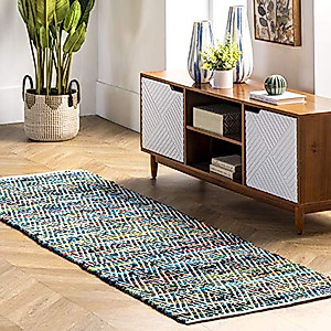 nuLOOM Rochell Hand Woven Chevron Runner Rug, 2' 6" x 8', Green