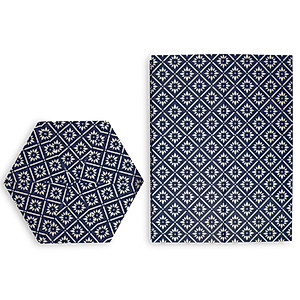 STEEL MILL AND CO. Open Waste Paper Bin Collapsible Office Trash Can, Waste Basket for Office, Bedroom, Bathroom, Trash Can, Garbage Bin, Recycling Container, Dustbin, Small, Geometric Navy