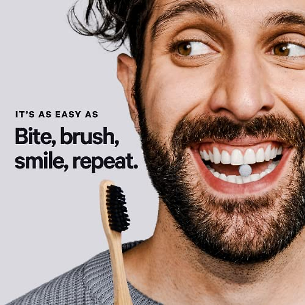 Bite Toothpaste Bits with Nano Hydroxyapatite - Eco and Travel-Friendly Whitening Toothpaste Tablets (Mint Charcoal)