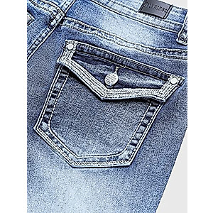 Flamingals Butt Lifting Jeans for Women Trendy Tummy Control Jeans Stretch Mid Waist Boot Cut Jeans Raw Hem Denim Pants A-Mid Blue-Raw Hem L