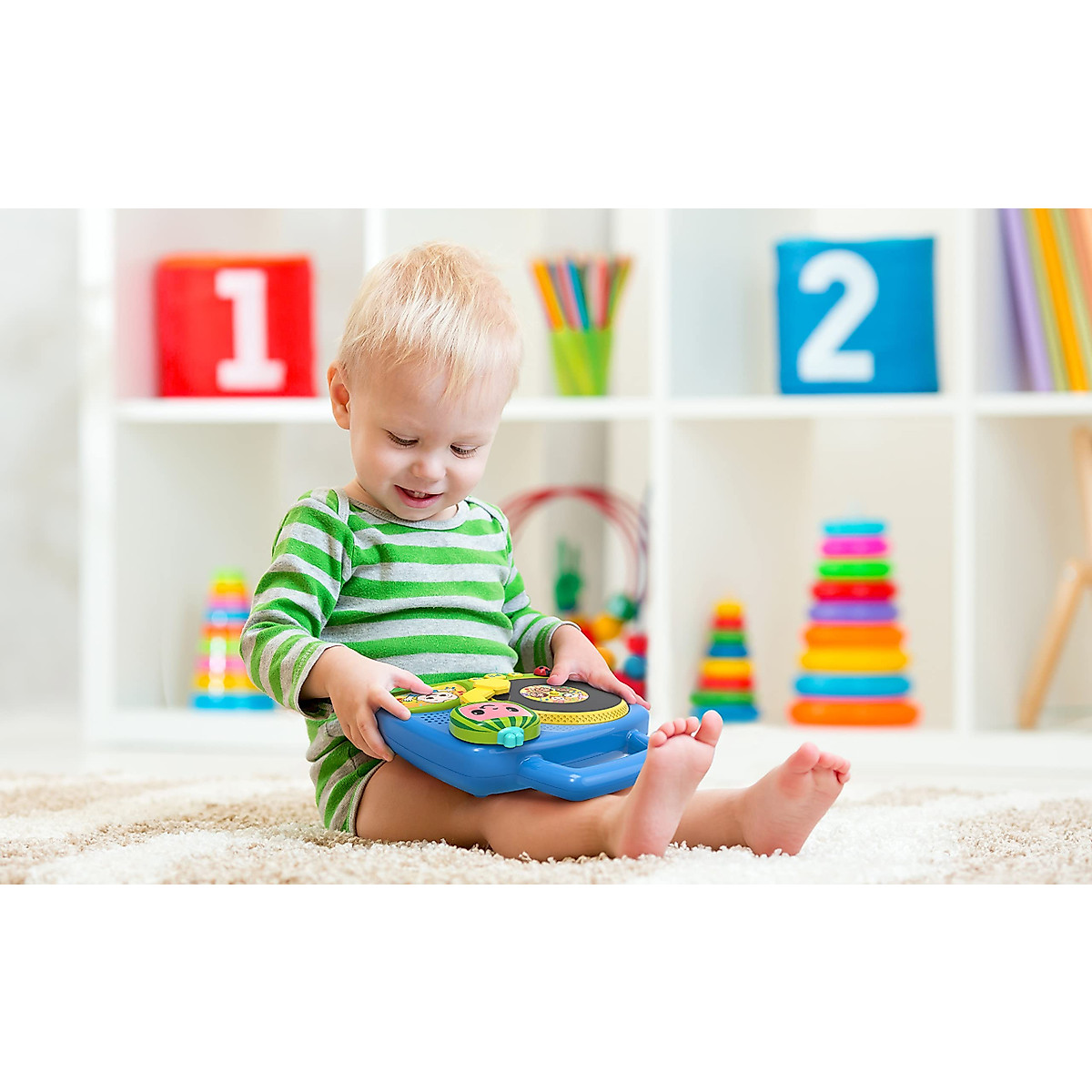 eKids Cocomelon Toy Turntable for Toddlers with Built-in Nursery Rhymes and Sound Effects for Fans of Cocomelon Toys