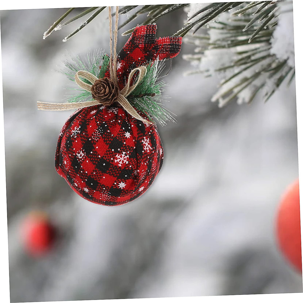 COHEALI 3pcs Christmas Foam Balls Decor for Office White Outfits Office Decore Christmas Plaid Ball Ornaments Hanging Christmas Decoration Christmas Balls Ornaments Hanging Foams Balls