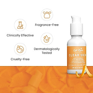 Glovy Rhythm 20% Vitamin C Serum for Glowing & Clear skin with Hyaluronic & Salicylic Acid| Hydrates Moisturizes & Brightens | Suitable for Oily Sensitive & Acne Prone Skin| Men & Women - 30 ml
