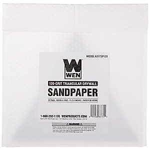 WEN 6377SP120 120-Grit Hook & Loop 11-1/4-Inch Triangle Drywall Sander Sandpaper, 10 Pack