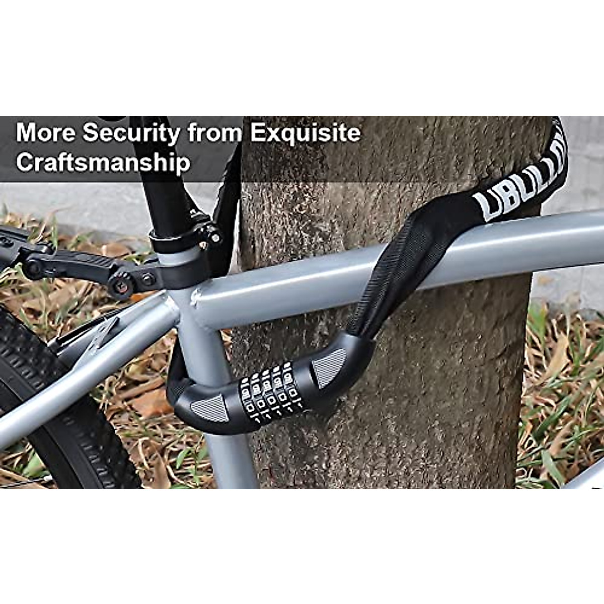 UBULLOX Bike Chain Lock 4FT Bike Lock 5-Digit Combination Bike Lock Anti-Theft Bicycle Lock 6mm Thick Resettable Bike Lock Chain for Bicycle, Motorcycle, Scooter, Gate, Fence, Black