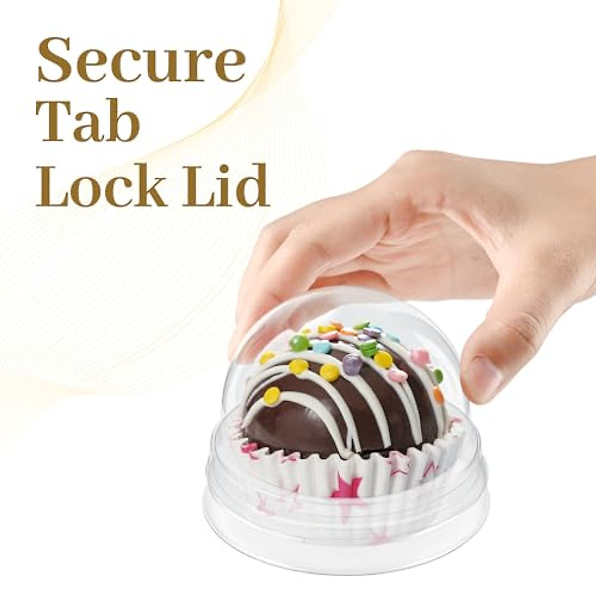 TOFLEN 3 Inches Charcuterie Domes, 50Pcs Clear Plastic Dessert Containers with Lids, Individual Mini Bundt Cake Containers for Cocoa Bomb, Cupcake, Cheesecake (Clear Base)