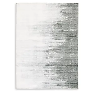 Signature Design by Ashley Milset Contemporary Indoor Washable Ombre Pattern 8 x 10 Rug with Non Slip Backing, White & Black