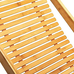 AbocoFur Bamboo Folding Lounge Chair, Indoor&Outdoor Lazy Recliner with Armrest, Home Zero Gravity Chair for Lunch Break, Portable Chaise for Patio, Balcony, Garden