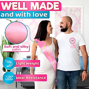 Pink Baby Shower Decorations Mom to Be Sash Baby Shower - Baby Girl Gender Reveal Sash Pink Girl Baby Shower Mom Sash for Baby Shower Decorations for Girl- Baby Girl Pink Baby Shower Sash Daddy to Be Badge