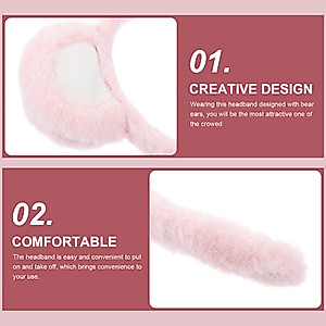 Lurrose Spa Headband Ears Headband Fluffy Ears Hairband Animal Ears Headwear for Makeup Washing Face Cosplay Party, White Headbands