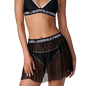 Karl Lagerfeld Paris Women's Standard Swim Bottom Skirt Coverup, Black/White