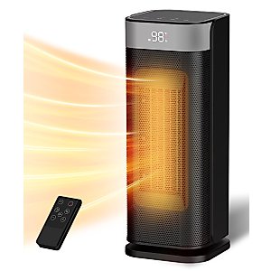 Sunnote Space Heater for Indoor Use, 1500W Electric & Portable Ceramic Heaters with 80°Oscillating, Thermostat, 5 Modes, 24Hrs Timer, Room Heater with Remote, Fast Heating Safe for Office Bedroom Use