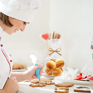 Morepack Flat Bottom Cellophane Bags,100Pcs 8x3x12 Inches Clear Flat Bottom Cellophane Treat Gift Bags with Twist Ties, Cello Bags for Cookie, Candy (No Side Gusset)