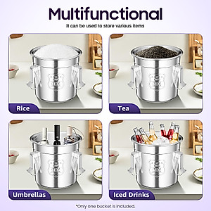 LINISHOP 304 Stainless Steel Airtight Canister Airtight Cereal Container Food Storage Container Metal Kitchen Rice Flour Milk Storage Bucket Silver New (6L)