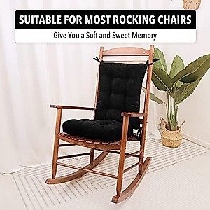 Tromlycs Indoor Rocking Chair Cushion for Rocking Chair Pads Back and Seat Sets with Ties 2 Piece Black