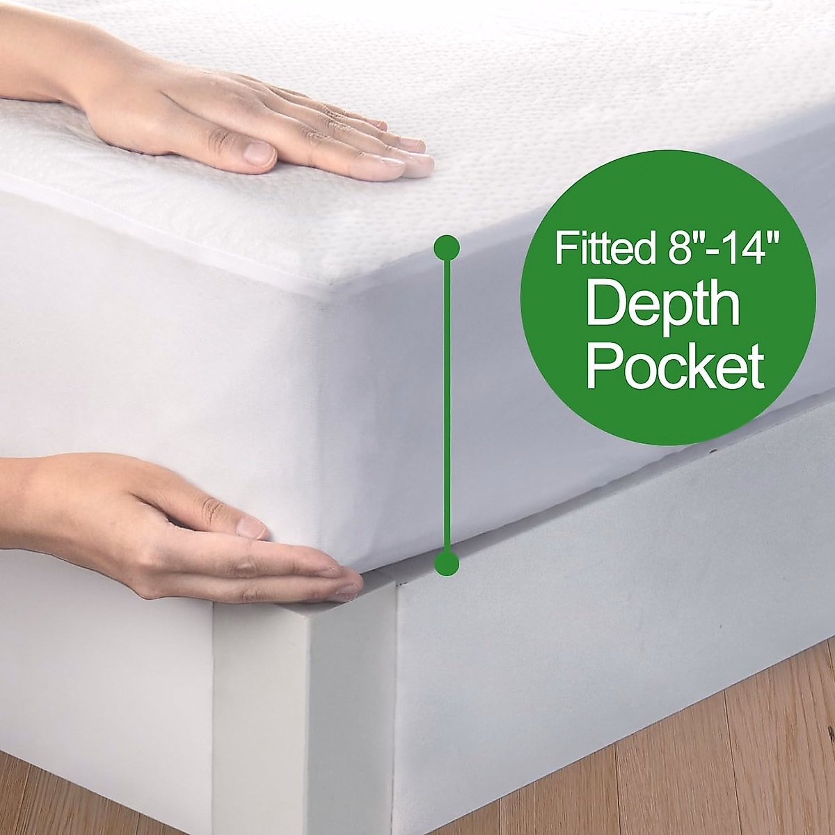 Twin Extra Long (XL) Mattress Protector Waterproof Cooling 3D Air Fitted up - 14" Deluxe Noiseless & Breathable Mattress Topper Pad Cover Twin XL Bed Sheets, Viscose Made from Bamboo