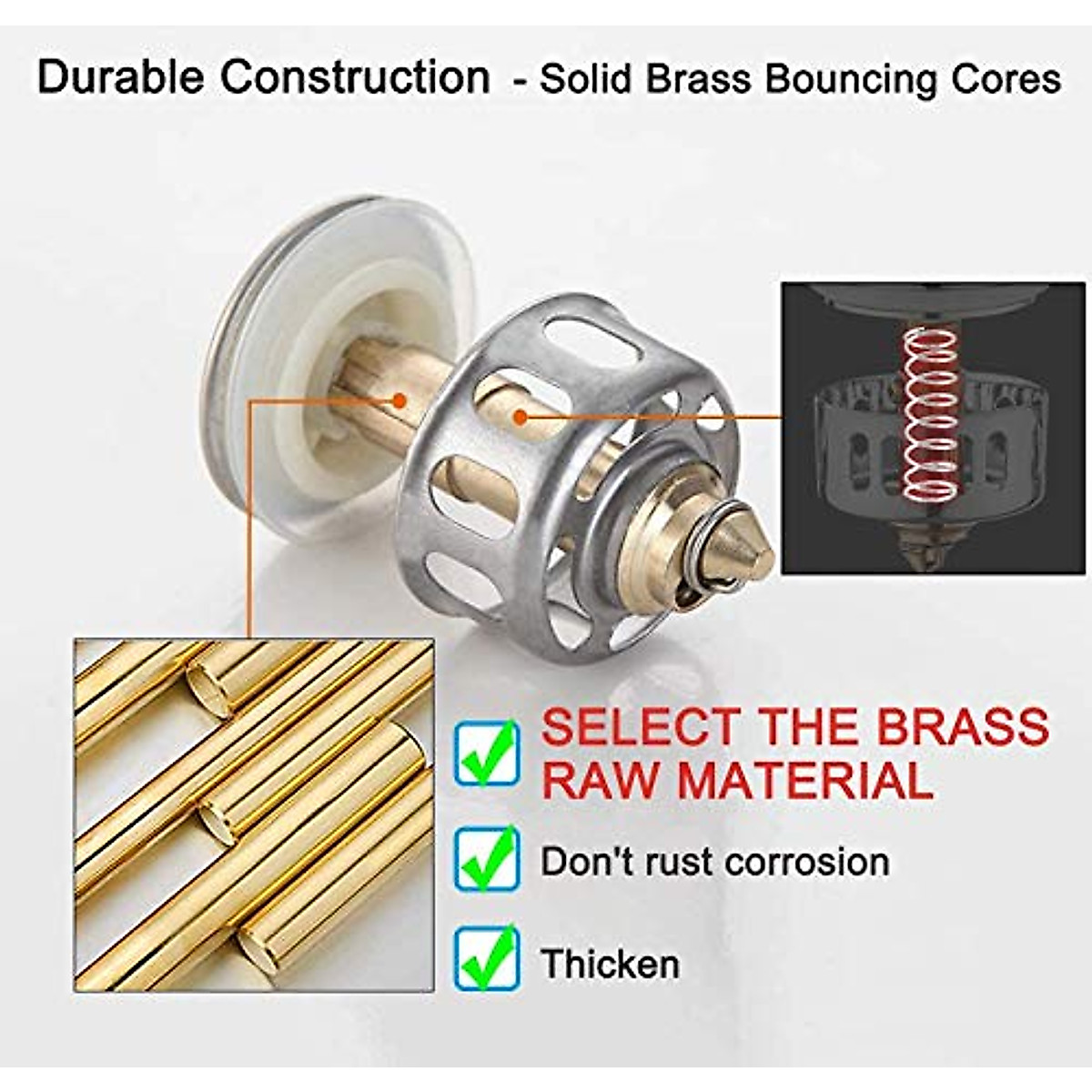 PTAbiao Basin Pop-Up Drain Filter Universal Wash Bounce Built in Anti Clogging Strainer Sink Shroom Drain Plug Strainer Cover for Kitchen Bathroom (2Pcs)