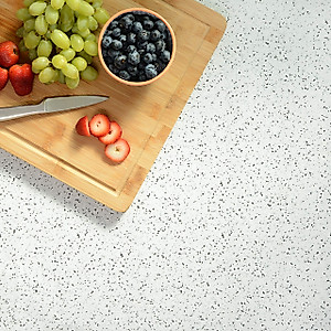 Con-Tact Brand Creative Covering, Self-Adhesive Shelf Liner, Multi-Purpose Vinyl Roll, Easy to Use and Apply, 18'' x 9', Granite Black and White