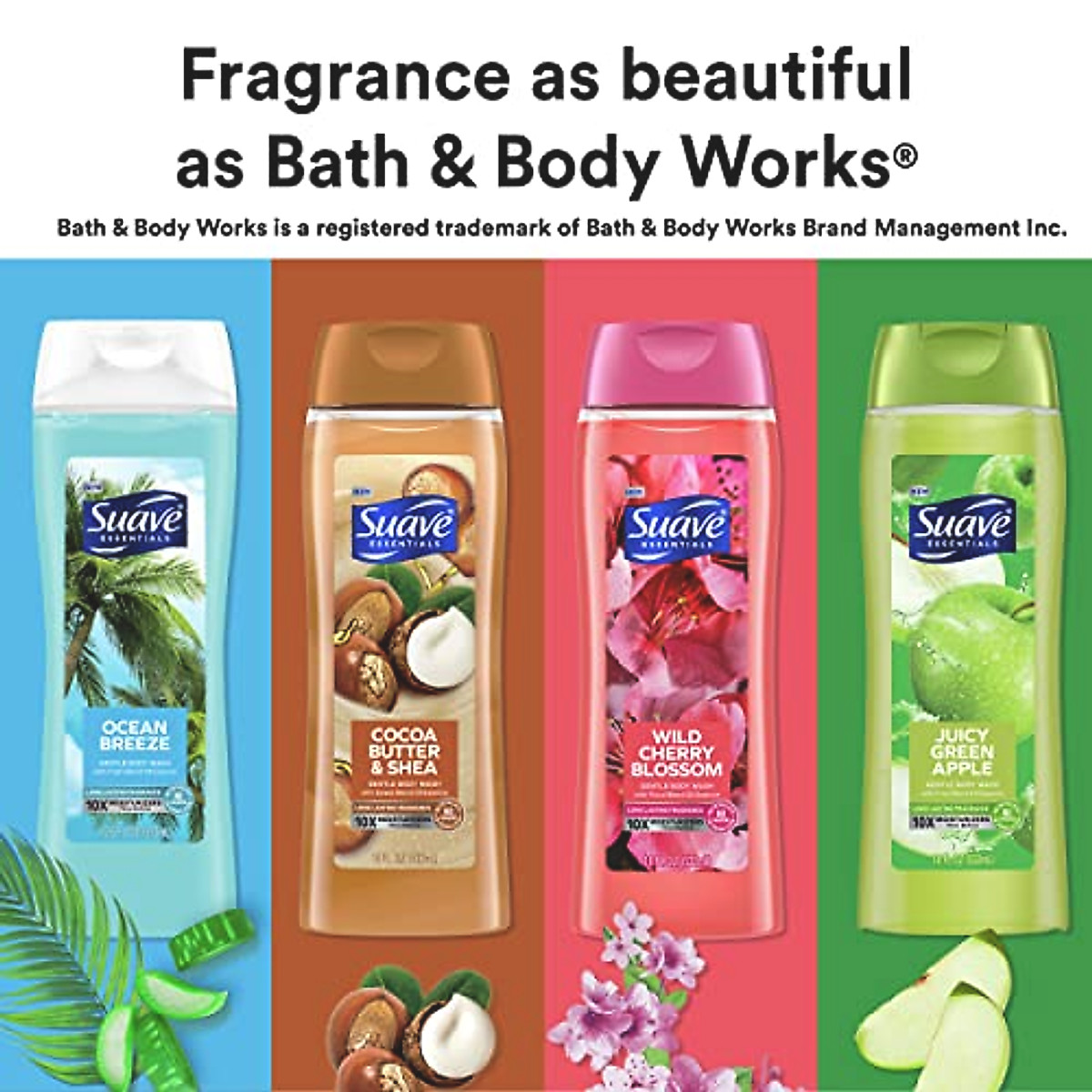 Suave Essentials Gentle Body Wash Ocean Breeze 6 Count With A Fresh Oil Blend Essence Infused With Vitamin E & Algae Extract 18 Oz