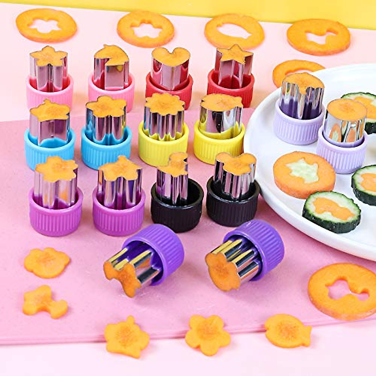 Mini Cookie Cutter Set 30 pcs for Kids Vegetable Cutters and Fruit Stamp Mold Different Shapes and Sizes Stainless Steel