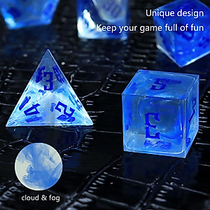 DND Liquid Dice Set Polyhedral Dice for Dungeons & Dragons (D&D) RPG Magic RPG Tabletop Dice Complete D4 D6 D8 D10 D12 D20 (Ice Sword)