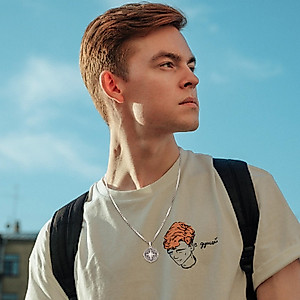 Compass Locket Necklace that Hold 2 Pictures memorial jewelry Photo Locket for Womens Mens small locket Sterling Silver 925 round circle locket pendant female male