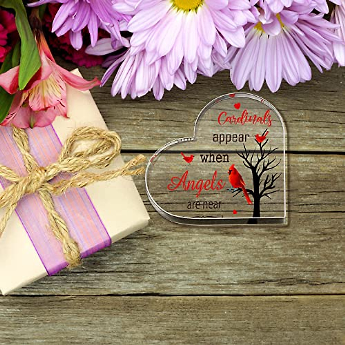 Red Cardinal Sympathy Gift Decor Heart Memorial Gift Crystal Acrylic Bereavement Gift Loss of Loved One Table Centerpieces Remembrance Christmas Decor Condolence Gift for Loss of Mother