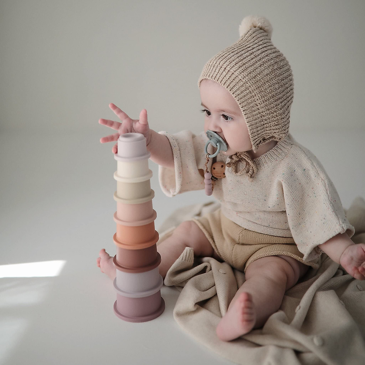 mushie Stacking Cups Toy 8pcs | Made in Denmark (Petal)