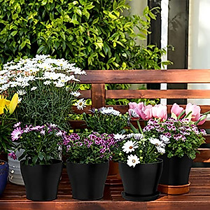 Whonline 20pcs 6.6 Inch Plastic Flowers Pots for Plants, with Drainage Holes and Saucers for Indoor Plants, Outdoor Clearance, Seeding Nursery, Succulents