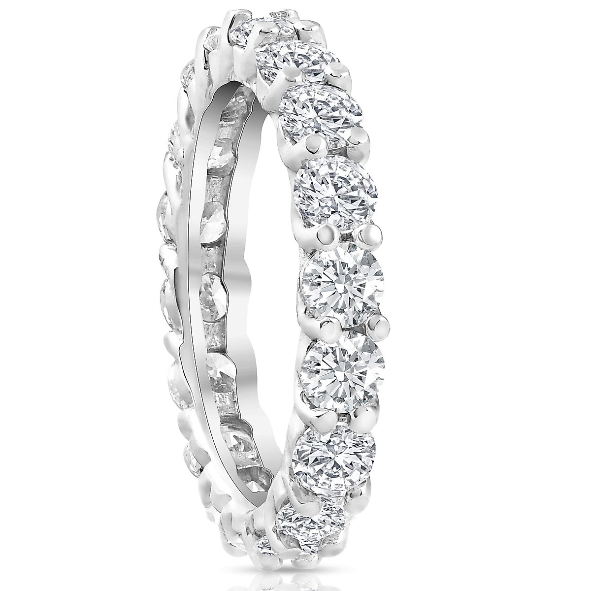 2 Ct Lab Created Moissanite Eternity Ring Womens Wedding Band 14k White Gold - Size 6