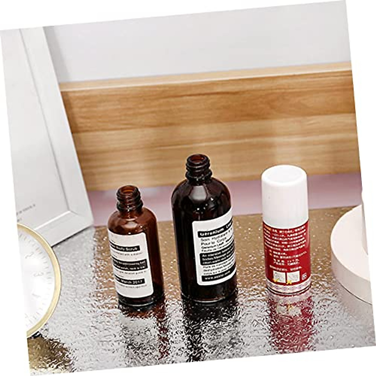 BESTonZON 1 roll Oil Silver Countertop Heat Supplies Cabinet Cover Backsplash Heat-Resistant Shelf Paper Self-Adhesive Tile Protector Adhesive Wall Proof Resistant Drawer