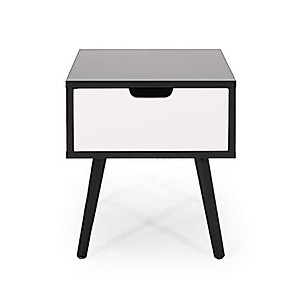 Christopher Knight Home Leila End Table, Black, White 15.5 in x 15.5 in x 16.75 in